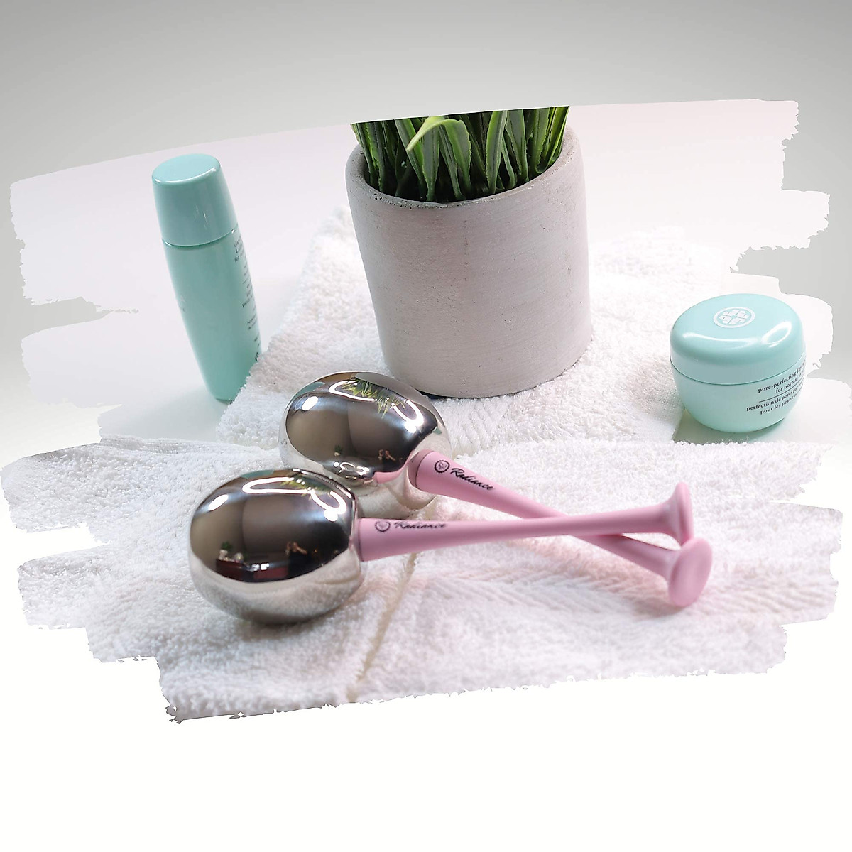 RADIANCE Ice Globes for Facials Skin Care - Cryo Globes, Non Shatter, Face Cooling Cold Stainless Steel, Cryo Freeze Tool Roller for Depuffing Eyes, Face Massage with a Storage Case & Polish Cloth