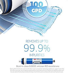 iSpring PH100 pH+ 6-Stage Under Sink Reverse Osmosis RO Drinking Water Filtration System 100 GPD Fast Flow 1:1 Pure to Waste Ratio with Alkaline Remineralization, US Made Filters