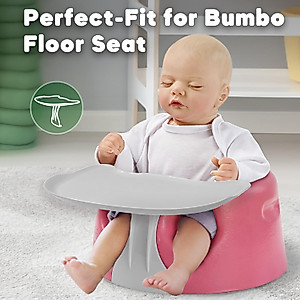 Play Tray Accessory Compatible with Bumbo Floor Seat,Bumbo Activity Tray Attachment, Tray Surface Easily Attaches to The Baby Bumbo Seat for Feeding and Play,Easy to Install and Remove (Grey)