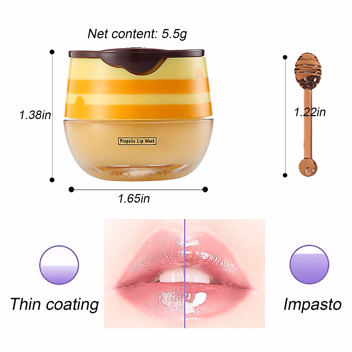 Balm Lip Balm Honey Pot, Propolis Lip Balm, Strawberry Mask, Moisturizing Lip Balm Sleeping Lip Mask Hydrating, Lip Scrubs Exfoliator
