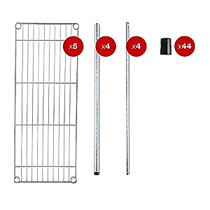 Alera ALESW853614SR Residential Wire Shelving Five-Shelf 36w x 14d x 72h Silver