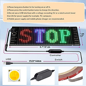 RAYHOME LED Sign for Car, 7''x3''Flexible LED Matrix Panel USB 5V Bluetooth Application Control DIY Programmable Scrolling LED Sign for Car Party Wedding Festival