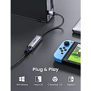UGREEN USB to Ethernet Adapter USB 3.0 to 10 100 1000 Mbps Gigabit LAN Network Adapter RJ45 Internet Adapter Compatible with Nintendo Switch Laptop PC MacBook Surface XPS Raspberry Pi 4b, and More
