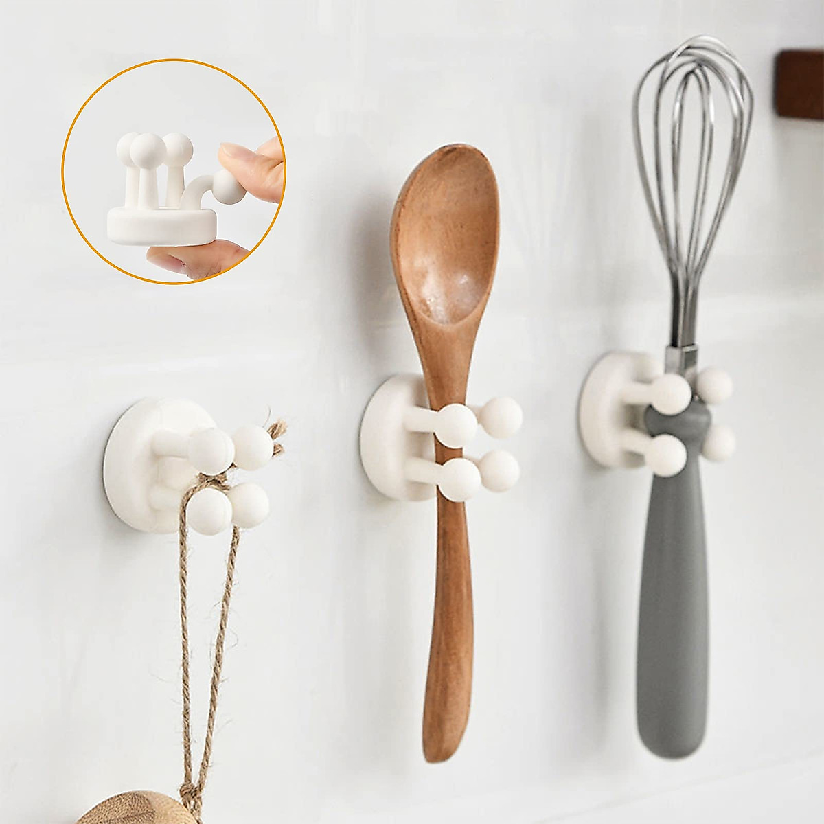 4 Pack Self Adhesive Hooks Holders,Silicone Decoration Hooks Stick to Wall Door,for Hanging Towel Key Clothes Plug Cable,Functional Utility Holders Wide Use for Hanging Bathroom (Blue)