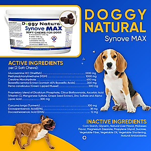 Synove Max Soft Chews for Dogs (240 Count) Beef Flavor, Joint Supplement, Glucosamine, Turmeric, Boswelllia serrata, Creatine Naturally Derived Ingredients better than synovi g4 soft chew