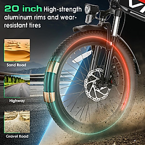 Vivi 20" Folding Electric Bike Folding Ebike Electric Bike for Adult, Foldable Electric Bikes Adult Electric Bicycles with 48V Removable Battery, Professional 7 Speed Electric Commuter Bike