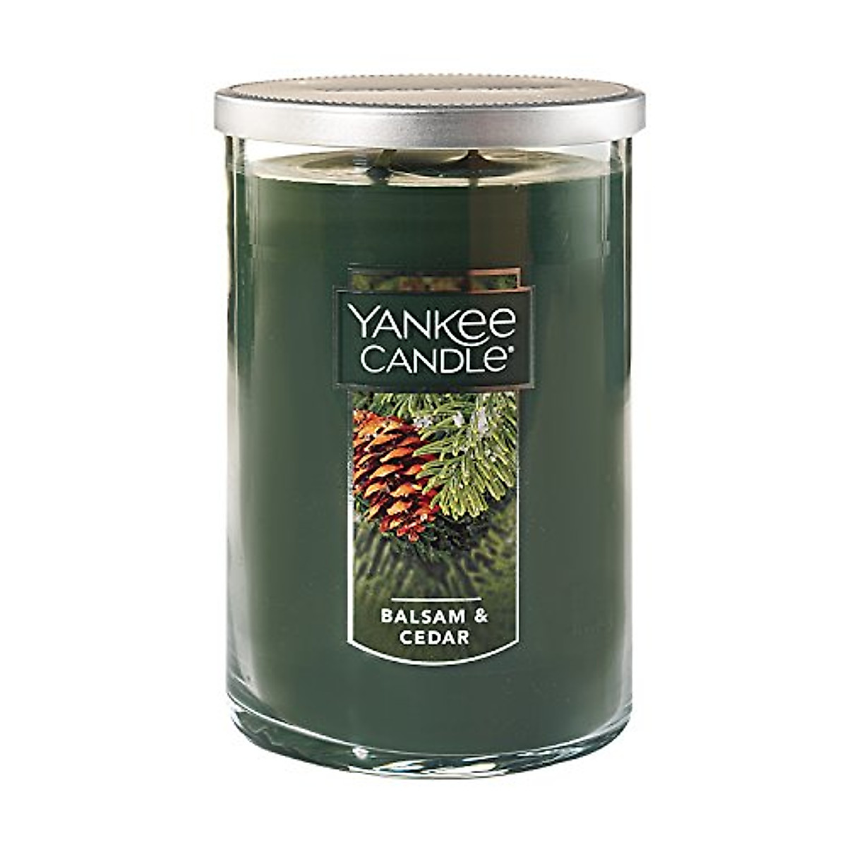 Yankee Candle Balsam & Cedar Scented, Classic 22oz Large Tumbler 2-Wick Candle, Over 75 Hours of Burn Time