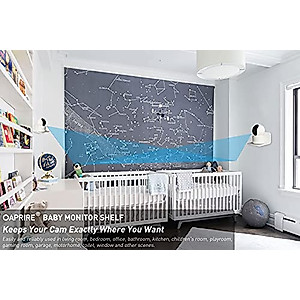 OAPRIRE White Floating Wall Shelves Set of 3 for Security Cameras, Baby Monitors, Speakers & More - Universal Acrylic Small Wall Shelf with Cable Clips, 10-Piece Strong Tapes, No Drill