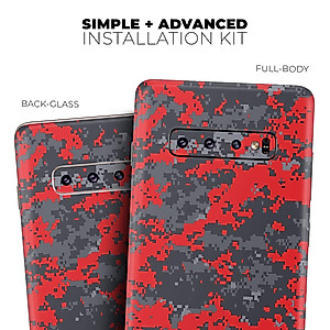 DesignSkinz Red and Gray Digital Camouflage Protective Vinyl Decal Wrap Skin Cover Compatible with The Samsung Galaxy S20 (Screen Trim & Back Glass Skin)