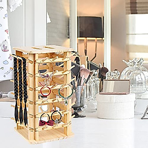 MEGREZ 72 Spools Wooden Thread Holder, 360° Rotate Thread Rack Embroidery Thread Holder Stand for Sewing, Hanging Jewelry, Hair Ring