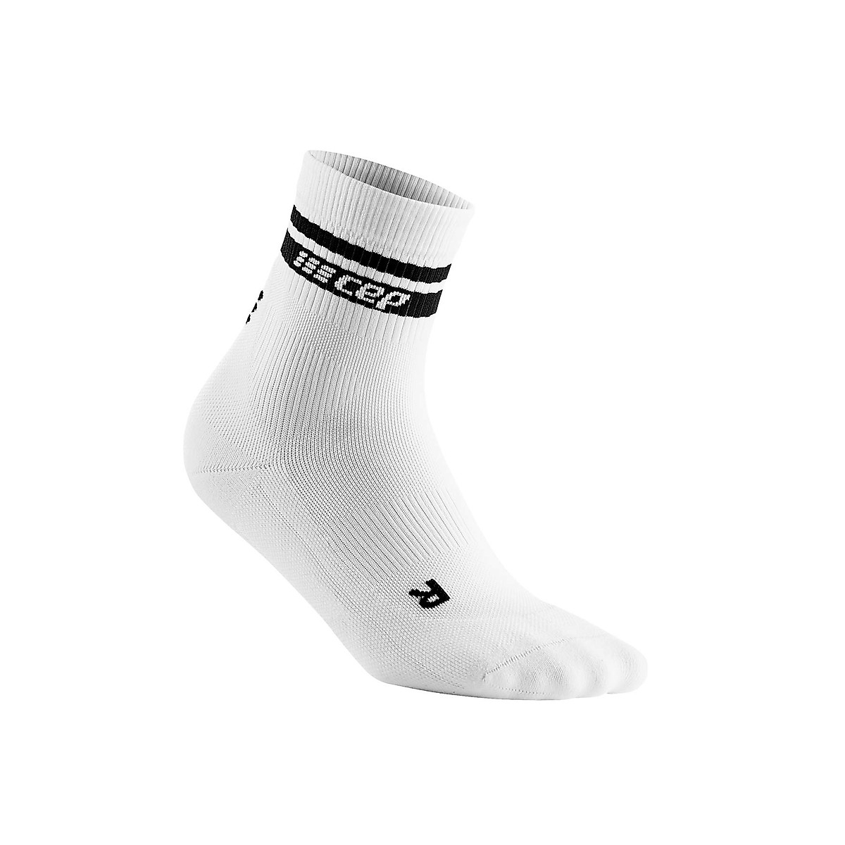 CEP Women's Running Socks - V3, Short Crew, 80'S, White/Black, SM II