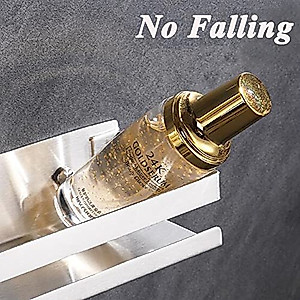 ATNKYOU Bathroom Shelf Adhesive Floating Shelf Stainless Steel Shower Caddy 1 Tier Storage Organizer Rack Wall Mount No Drilling for Bathroom Kitchen Toilet Living Room,40CM