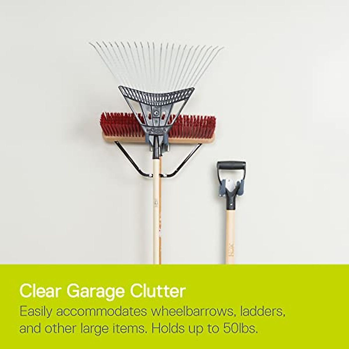 Delta Single Holder Cycle Heavy Duty Garage Utility Helps Support Brooms, Rakes & Other Large Items-Rubberized Coating Protects from Scratches-Easy Installation, 2-Hook