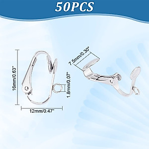 UNICRAFTALE 50Pcs Clip-on Earrings Findings Stainless Steel Clip-on Earring Non-Piercing Earrings Ear Clip Earring DIY Clip-on Earrings for Jewelry Making 16mm