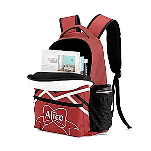 zaaprintblanket Personalized Red Cheerleaders Backpack with Name Shoulder Travel for Men Women Sport
