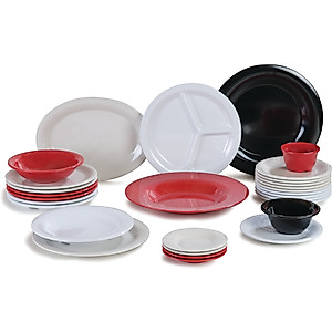 Carlisle FoodService Products Sierrus Reusable Plastic Plate with Narrow Rim for Buffets, Restaurants, and Homes, Melamine, 9 Inches, White, (Pack of 24)