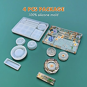 5 PCS Resin Tray Molds and Resin Grinder Mold for Grind and Storage, Large Resin Molds Silicone Molds for Resin, DIY Resin Epoxy Kit