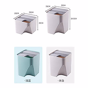 Kitchen Trash Can Stacked Sorting Trash Bin Recycling Bin Household Dry and Wet Separation Waste Bin Rubbish Bin for Living Room, Office, Bedroom, Bathroom, Kitchen (Grey, Large)