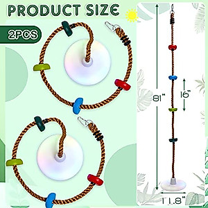 Meooeck 2 Pack LED Disc Climbing Rope Tree Swing with Platforms Disc Swing Seat with Hanging Strap Climbing Rope with Disc Swing Outdoor Playground Swing Set Accessories for Kids Backyard Playground