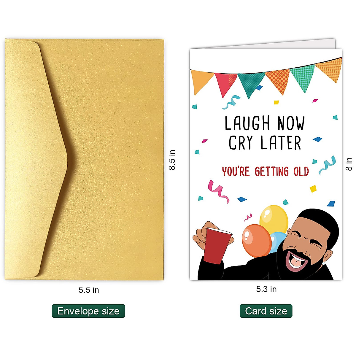 Chenive Funny Drake Happy Birthday Card, Hilarious Birthday Greeting Card for Him Her, Laugh Now Cry Later, You Are Getting Old Bday Card