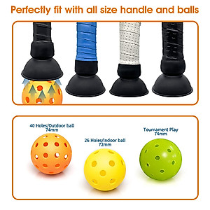ELKCIP Silicone Pickleball Ball Retriever, Fits All Pickleball Paddles, Suction Cup Grabber Pickleball Ball Accessory to Pick Up Pickleball Balls Without Bending Over, Pack of 4, Black