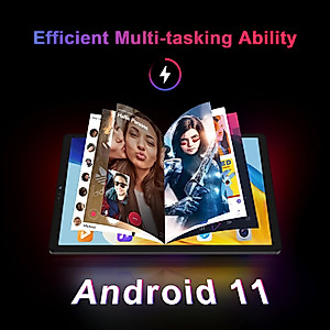 kinstone 10.3 Inch Android 11 Unsioc T610 LTE Tablet+10.3 Inch Tablet Leather Case(Black)