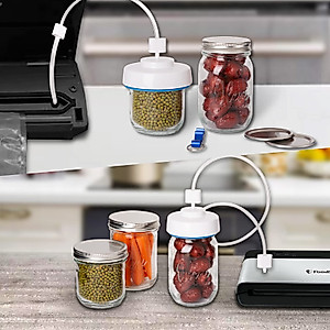 Mason Jar Vacuum Sealer for Wide & Regular Mouth Mason Jars, Jar Sealer Kit Compatible with Food Saver Vacuum Sealer Machine, Canning Sealer with Jar Attachment 2 Hose and Manual Vacuum Pump
