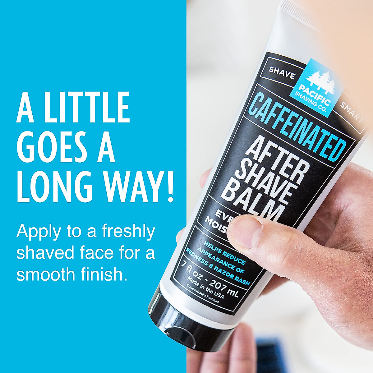 Pacific Shaving Company Caffeinated Aftershave, Men's Grooming Product - Antioxidant Daily Face Lotion + After Shave - Soothing Aloe & Spearmint Post Shave Balm for Sensitive Skin (7 Fl Oz, 3 Pack)