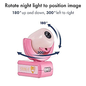 Projectables Disney Princess LED Kids Night Light, Projector, Plug-In, Dusk-to-Dawn Sensor, Belle, Jasmine, Ariel, Moana, Tiana & Mulan, Pink, 11738