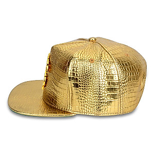 FuZhiBang NYU14 The New Crocodile Baseball caps Alloy Dollar Flat-Brimmed hat Hip-hop hat (Gold)