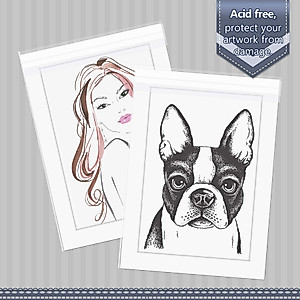 Golden State Art, Pack of 100, Acid-Free Crystal Clear Sleeves Storage Bags for Photo Prints Framing Mats Mattes (Bag Size: 5 2/8 X 7 2/16 inches for 5x7 Mats)