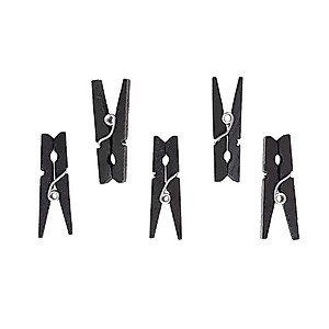 Restaurantware 1.2 Inch Black Clothespins 500 Mini Clothespins - Disposable Sturdy Black Bamboo Wooden Clips Food Grade For Appetizers Garnishes Cocktails