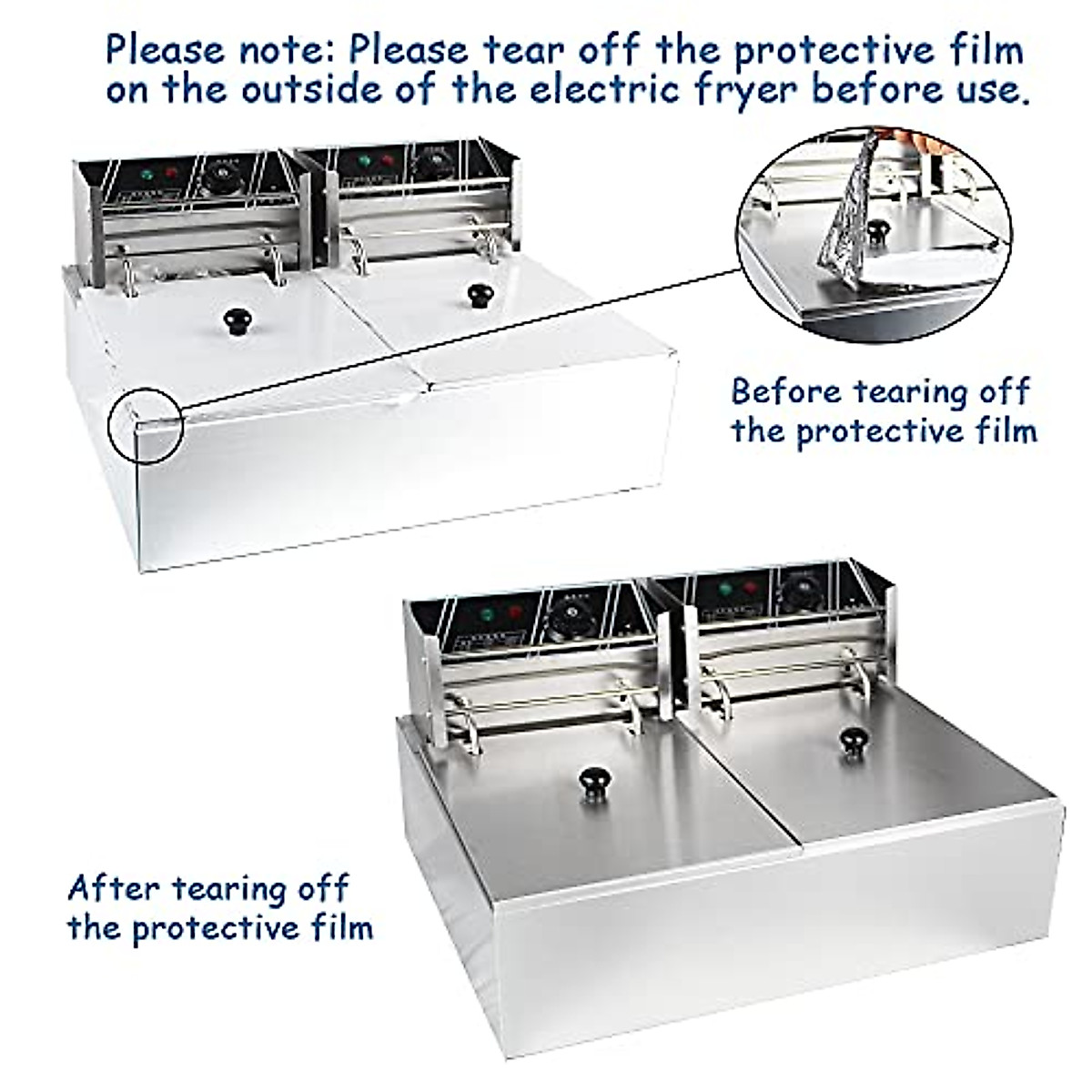 Deep Fryer with Basket, Fry Daddy, Fryers with Baskets, Countertop Stainless Steel, French Fries Fryer, for Commercial Restaurant, Fast Food Restaurant (12L)
