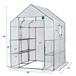 Greenhouses for Outdoors,Portable Walk in Greenhouse for Garden Plants That Need Frost Protection and Away from Pests,Animals(56"x55"x78")-White