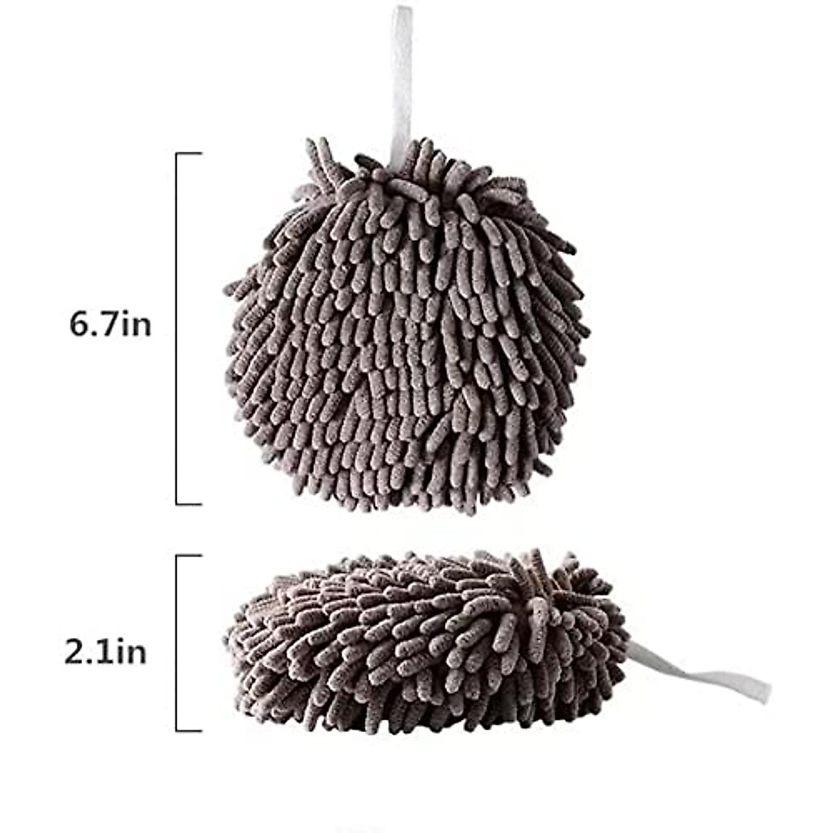 Ivymei 2 Pack Chenille Hand Towels,Kitchen Hand Towels with Loop,Hanging Hand Towels for Bathroom,Soft Absorbent Hand Bath Towels(2 Grey)