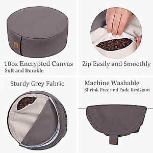 Zafu Buckwheat Meditation Cushion,D=13"/16" H=5.5",Round zabuton Meditation Pillow,Large Yoga Bolster Kneeling Pillow Premium Yoga Pillow for Sitting on Floor,Zippered Organic Cotton Cover-Grey13“