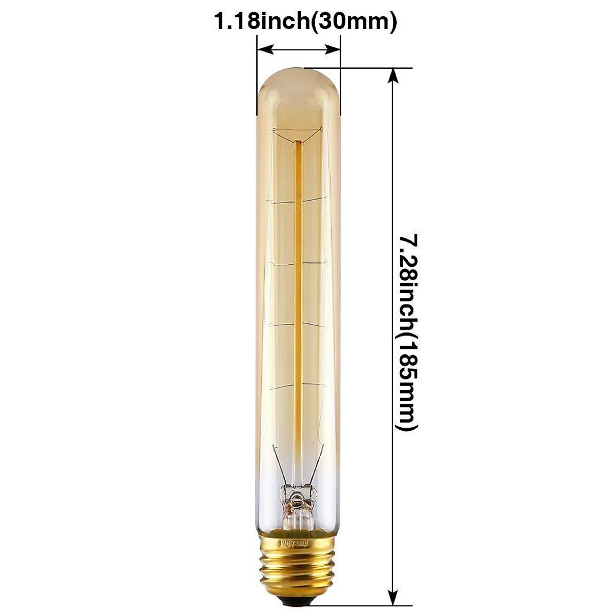 Edearkar E26/E27 Base, T10/T30 Tubular Vintage Edison Light Bulbs 25W T185 110V Dimmable T30 Antique Incandescent Light Bulb T30 Antique Filament Light Bulb, Pack of 4