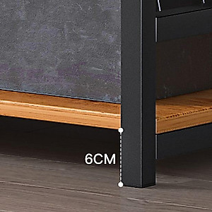 KWOKING Open Wooden Bookcase Modern Minimalist Home Office Bookshelf Multi-Layer TV Cabinet Side Shelf 80cm Long Steel-Wood Combination Storage Rack Simple Bookshelf Black 31.5" L x 11.8" W x 31.9" H