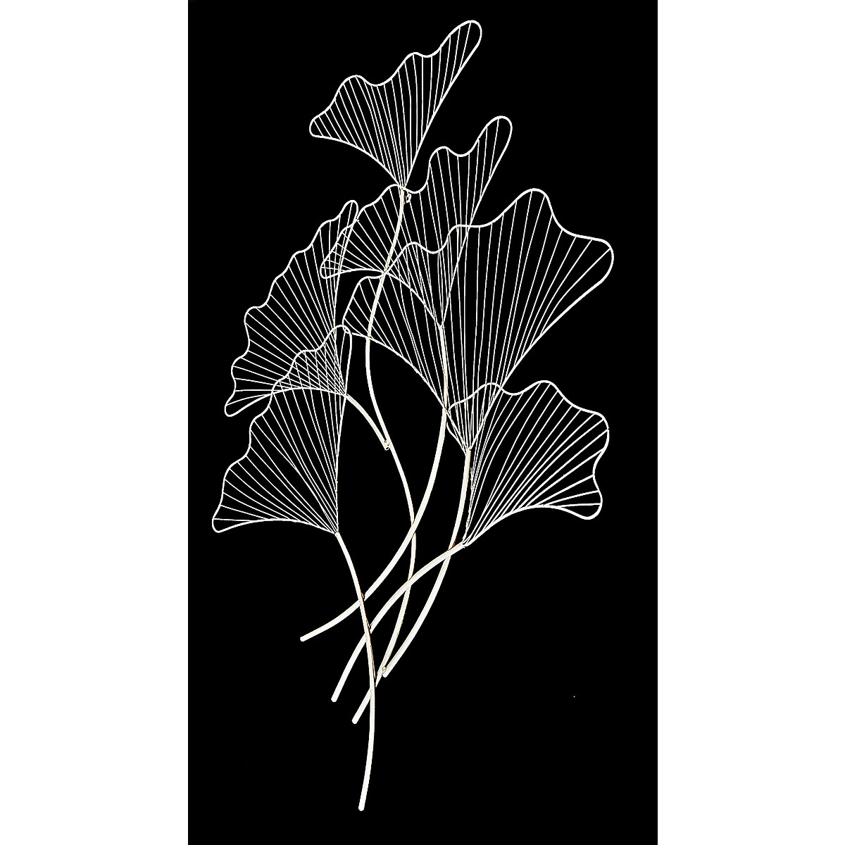 Bellaa Metal Wall Art Golden Ginkgo Leaf Modern Contemporary Abstract Japanese Style Minimalist 3D Sculpture Figurine Unique Home Decor Living Room Outdoor Wrought Iron Accent Large Biloba Flower
