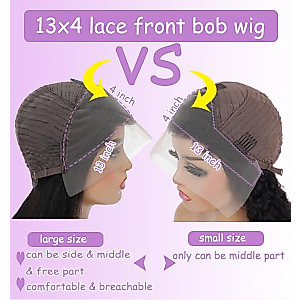 Bob Wig Human Hair 13X4 Lace Front Wigs Human Hair 150% Density Short Straight Frontal Bob Wig HD Transparent Lace Frontal wigs Pre Plucked for Women Glueless Wigs With Baby Hair Natural black 10 Inch