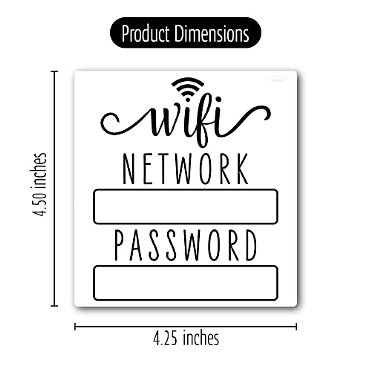 White & Black WiFi Password Sign Fridge Magnet, WiFi Sign with Black Wet Erasable Pen, Magnetic WiFi Password Sign for Home, Portable WiFi Sign for Guests, Airbnb Essentials for Hosts, 4.50x4.25 inch