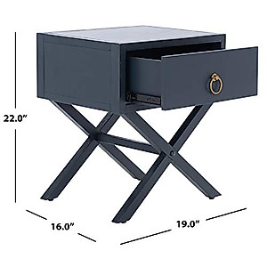 Safavieh Home Collection Odilia Navy and Gold 1-Drawer Nightstand