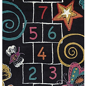 Mohawk Home Playroom Kids ,Hopscotch Chalk Black (5' x 8')