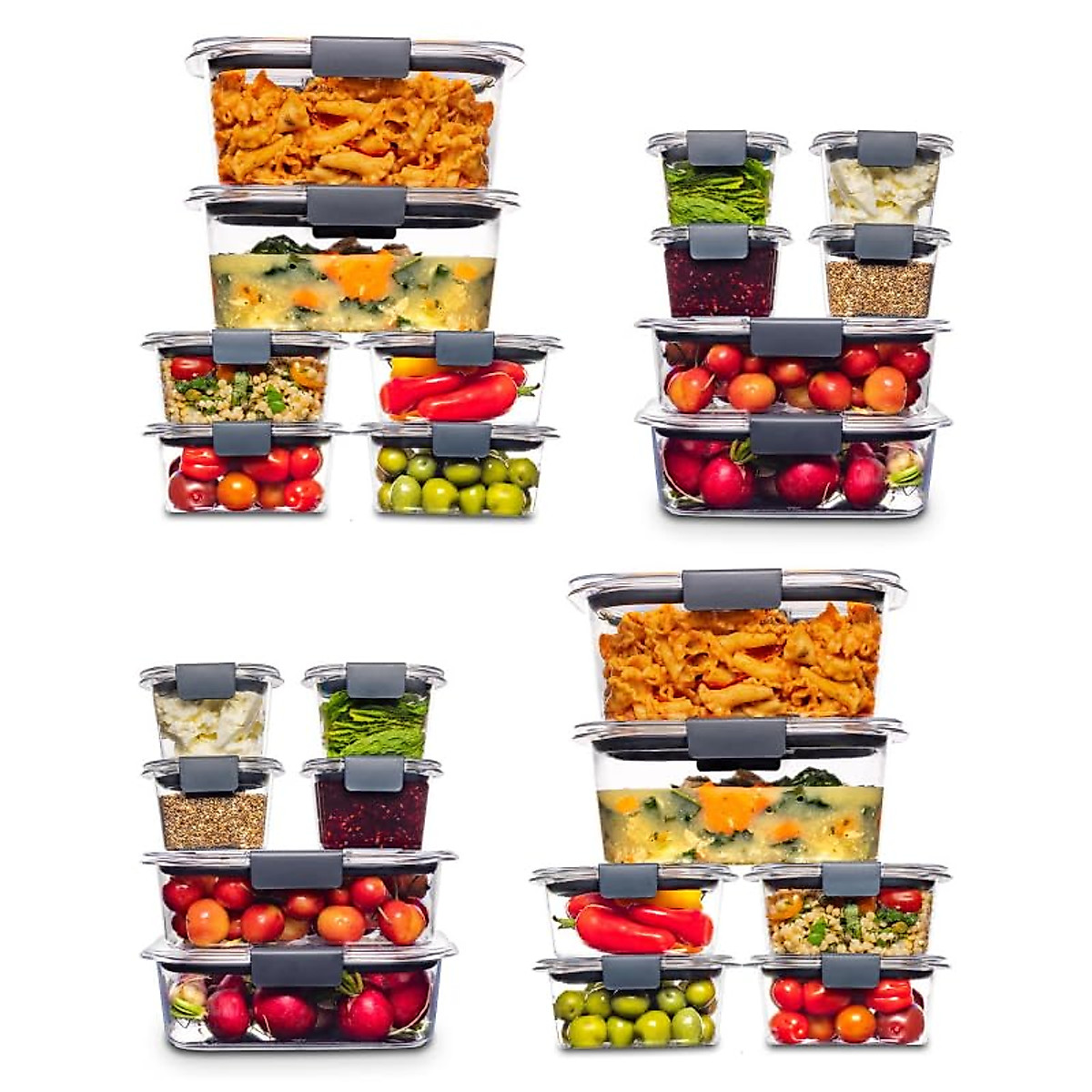 Rubbermaid Brilliance Food Storage Containers Plastic Containers with Lids BPA Free, Leak Proof Food Container, Clear, Two sets of 24 (48 pieces total)