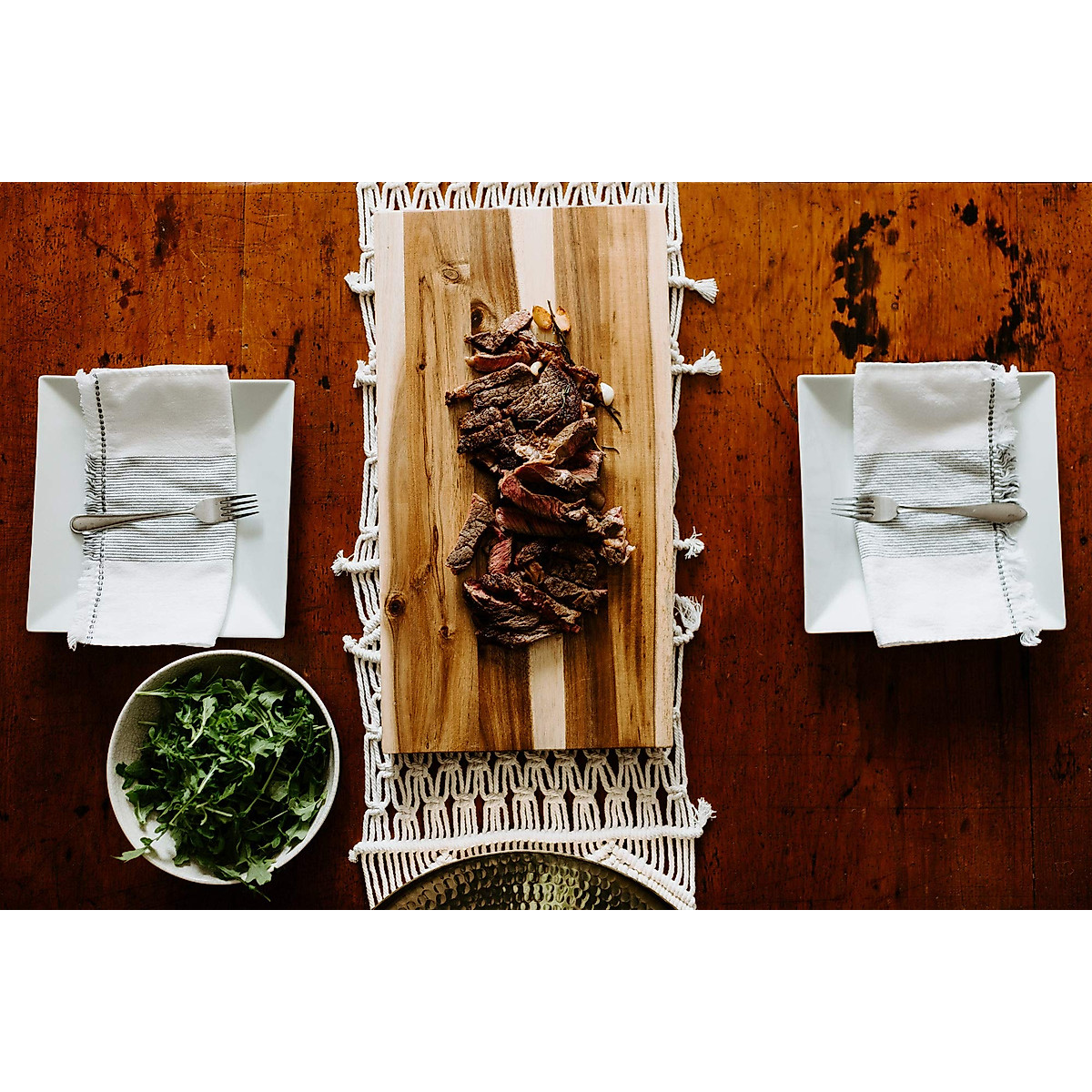 Villa Acacia Raw Wood Slab Serving Platter, Extra Long 22 Inches for Bread Board or Cheese Tray, Single, 22 Inch