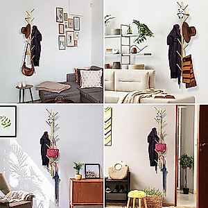 SHENGTIAN 39.37in Gold Metal Tree Branch Wall Mounted Coat Rack, Hat Tree For Wall,Purse Rack With 11 Hooks, Space Saving And Easy Installation, Suitable For Living Room, Bedroom (Gold-Y)