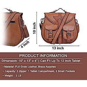 JINALEXIA LEATHER Real Leather Purses for Women Crossbody Bag Designer Handbags Shoulder Purse Satchel Bags for Women Cute Vintage Saddle Crossover, Brown