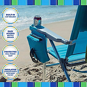 Rio Beach 17" Extended Height 4-Position Folding Beach Chair, Aluminum, Turquoise