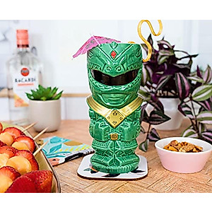 Geeki Tikis Power Rangers Green Ranger 16-Ounce Ceramic Mug | Cocktail Tumblers, Beer Mug Glassware For Liquor, Beverages, Pub Drinks, Tropical Drinkware For Home Barware Decor | Mighty Morphin Gifts