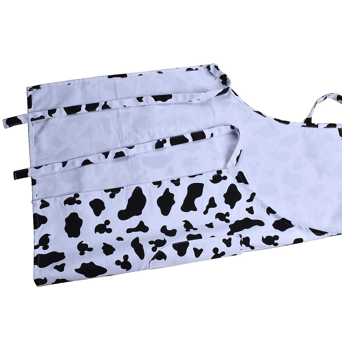 Love Potato Cute Women Girls Cooking Kitchen Apron with Pockets Black White Cow Print Bib Apron Gift, White